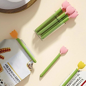 GHRYTY Food Sealing Clip,Food Bag Chip Clips,Tulip Shape Sealing Clip with Magnetic Storage Box,Food Sealer Clamp,Food Package Sealer,Chip Bag Clips for Home, Office, School(Pink)