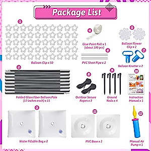 Pondpm Balloon Arch Kit - 9Ft Tall & 10Ft Wide Adjustable Balloon Stand, Balloons Garland Arch for Birthday Wedding Graduation Party Decoration