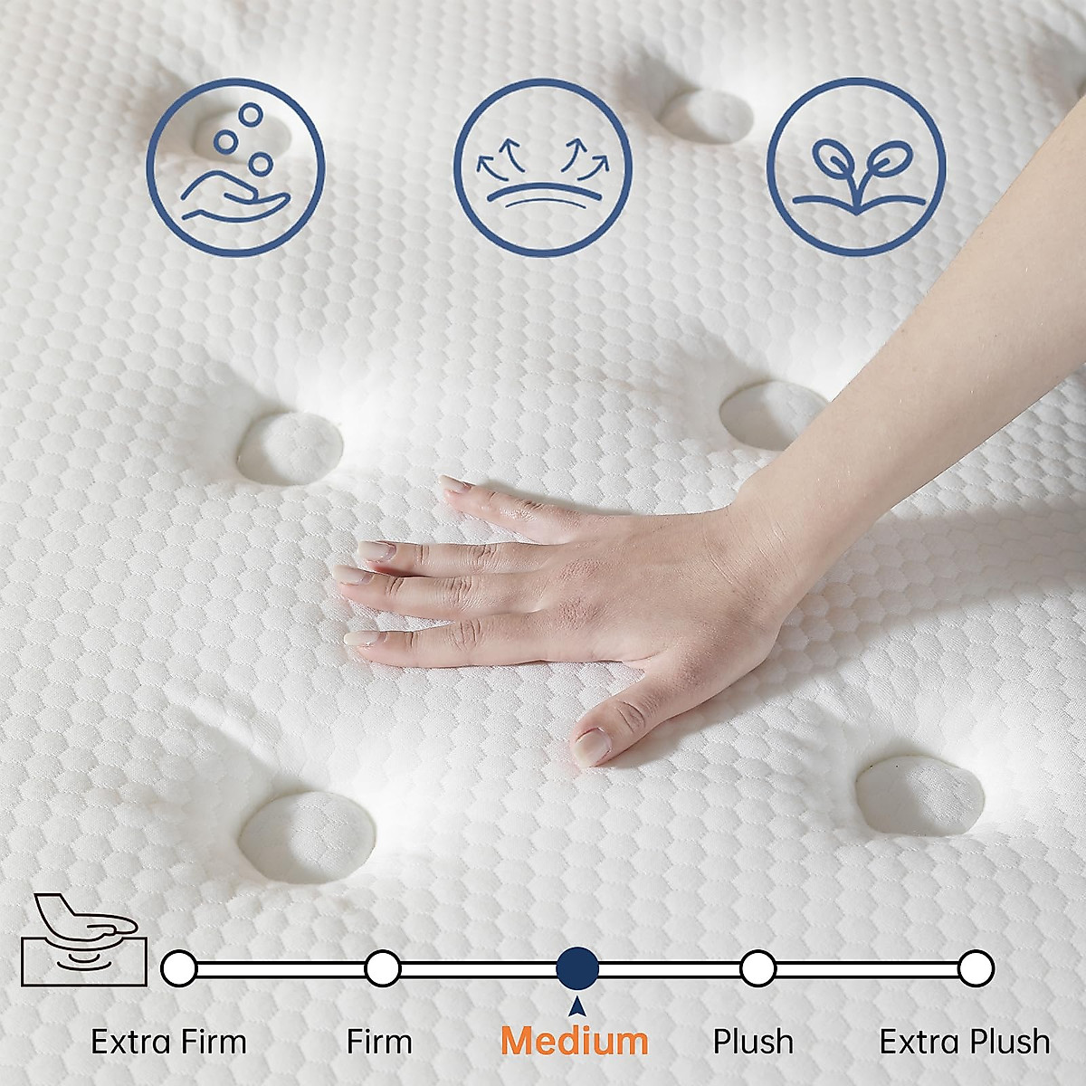 SUAYEA Queen Mattress, Queen Size Mattress in a Box, Medium Firm Matterss with Pocket Spring and Soft Foam, Ultimate Motion Isolation, Strong Edge Support, 10 Inch Queen Size Hybrid Mattress