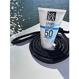 SolRX SPORT SPF 50 Sunscreen, Oxybenzone Free, Broad Spectrum UVA/UVB, Fragrance Free, Reef Friendly