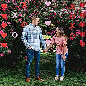 XOXO and Hanging Heart Valentine Garland – 6 String, No DIY | Felt Heart Garland for Galentines Day Decorations | XOXO Garland, Valentines Day Decor | Valentine Felt Garland, Valentines Decorations