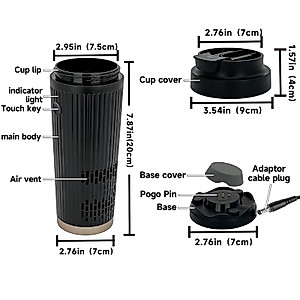 LILOOVKE Smart Cup Car Electric Cooling and Heating Cup 12V Car Travel Heating Cup Smart Coffee Mug 12oz Insulated Mug for Car/Office/Home/Travel Multi-function Temperature Control Electric Kettle