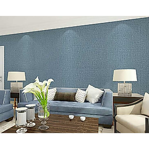 Yija Self-Adhesive Linen Blue Pattern Waterproof Shelf Drawer Liner Cabinet Sticker，Wallpaper 15.6Inch by 98Inch