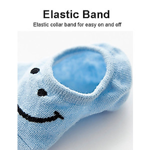 Baby Toddler Kids Boys Girls No Show Socks, Kids Low Cut Ankle Socks, Breathable Cotton Socks for Boys and Girls, White Blue Cream 1-3T, 6 Pairs