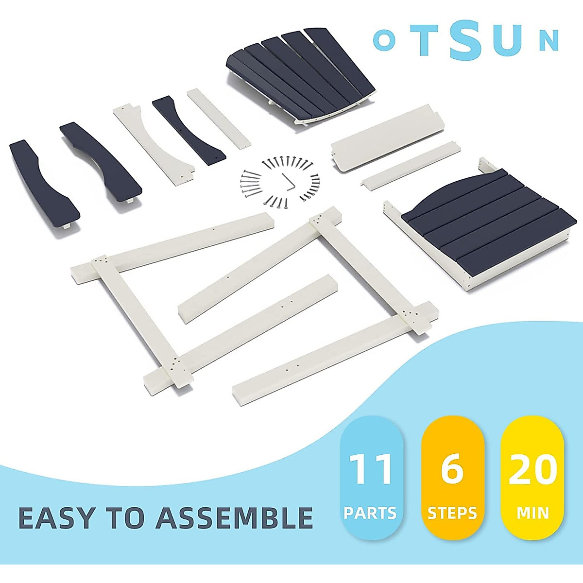 OTSUN Outdoor Tall Adirondack Chairs Set of 2, Patio Bar Stool Chair with High Back, 400lbs, Widened Arms, All-Weather Balcony Chair for Backyard, Garden, Yard - Light Grey