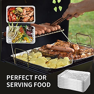 40 Pack Disposable Aluminum Broiler Pan 13 x 9 x 1inch Aluminum Foil Grill Pans, Disposable Foil Baking Sheet Pans for Oven, Baking, BBQ, Takeout