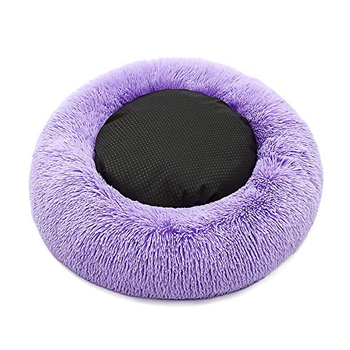 Luciphia Round Dog Cat Bed Donut Cuddler, Faux Fur Plush Pet Cushion for Large Medium Small Dogs, Self-Warming and Cozy for Improved Sleep Purple, Small (20" x20")