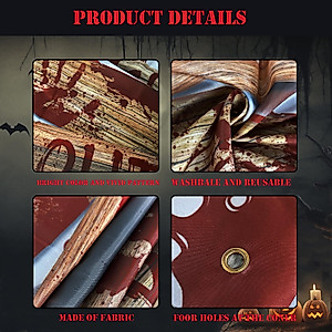 Halloween Door Cover Halloween Door Decorations Scary Halloween Decorations Horror Shadowy Figure Bloody Handprint Halloween Door Covers