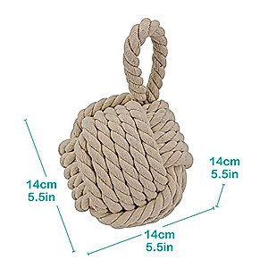 Dewarfami Rope Knot Nautical Door Stopper, Decorative Door Stop Creamy White