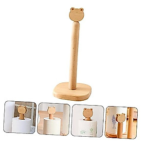 COHEALI Cartoon Tissue Holder Vertical Towel Rack Wood Bracket Paper Towel Mount Kitchen Tissue Roll Standing Hand Towel Holder Wooden Paper Towel Rack Roll Paper Support Roll Paper Holder