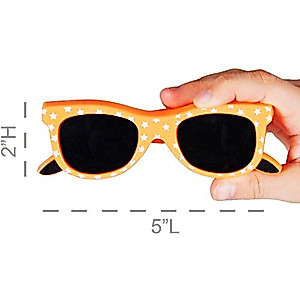 Themed Beach Towel Clips, Pool Towel Accessory, Portable Heavy-Duty Plastic Clamps, (Set of 2), Orange Sunglasses