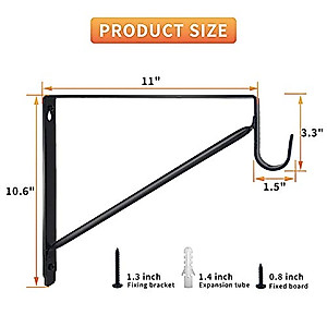 Kunzye 4 Pack of Closet Rod Brackets,Heavy Duty Black Closet Shelf & Rod Brackets,Closet Shelves Bracket with Rod Shelving Support, with Screws