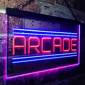 ADVPRO Arcade Game Zone Room Dual Color LED Neon Sign Blue & Red 16" x 12" st6s43-i3368-br