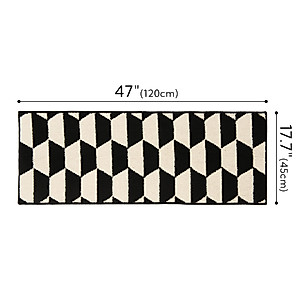 GRANNY SAYS Kitchen Mats for Floor, Kitchen Rugs Non Slip Washable, Runner Rugs for Kitchen Floor, 47" x 17.7", Stain Resistant Comfort Standing Mat Made of 100% Polypropylene, Black