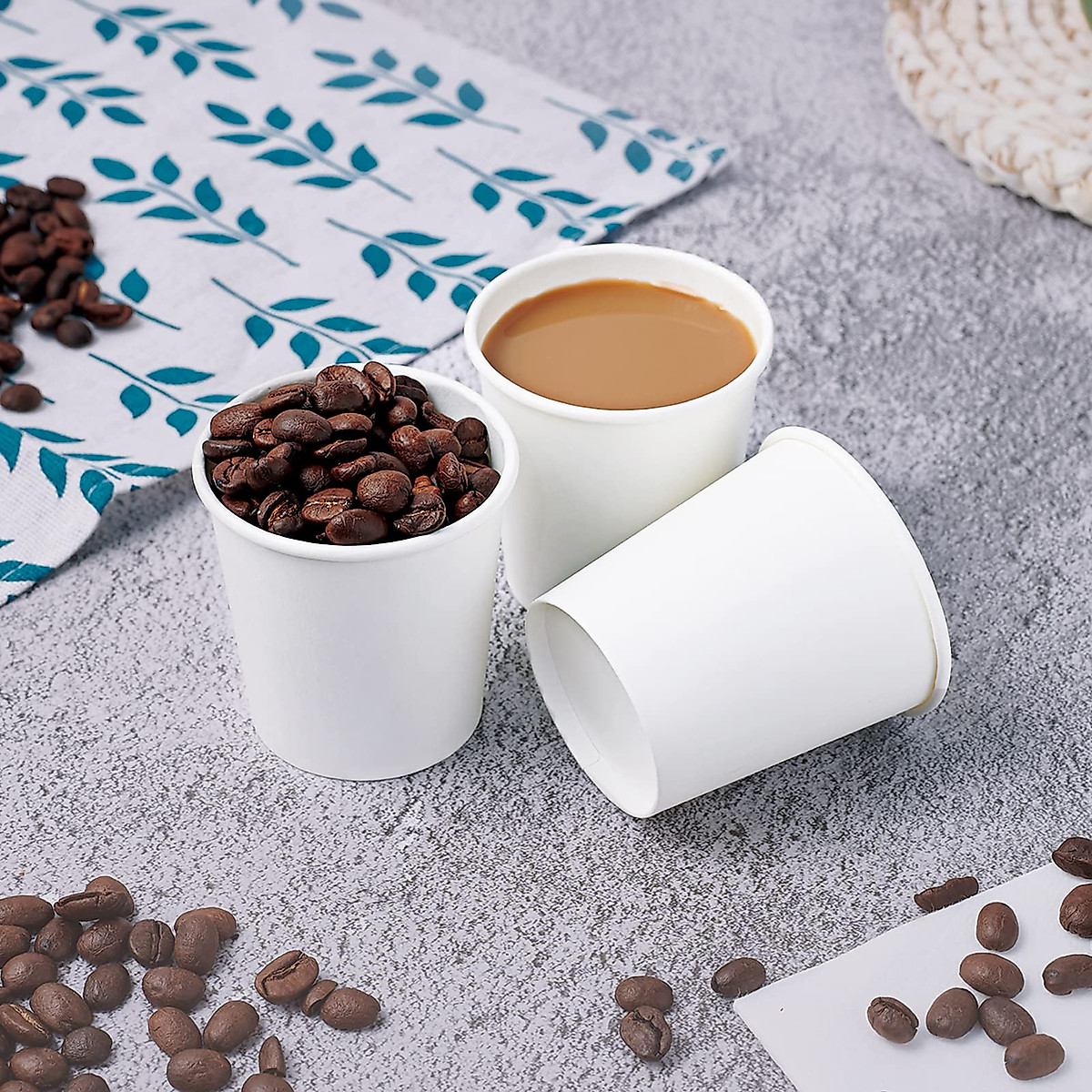 LITOPAK 500 Pack 4 oz Paper Cups, Disposable Coffee Cups, White Espresso Cups, Hot/Cold Beverage Drinking Cups for Party, Picnic, and Travel