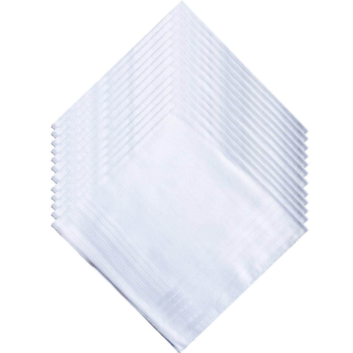 BonjourMrsMr Solid Mens Fashion White 100% Contton Hankerchifs Hanky