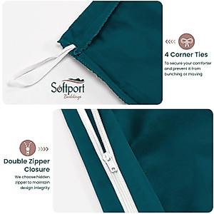 Teal Duvet Cover Oversized King Plus 128x120 - 3 Piece Duvet Cover with 2 Pillow Shams - 100% Egyptian Cotton Comforter Cover with Zipper Closure & 4 Corner Ties, Oversized King Plus Duvet cover set