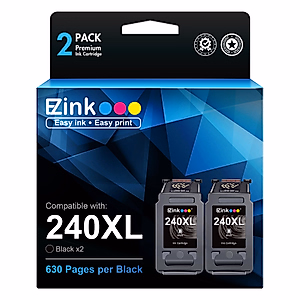 E-Z Ink (TM) Remanufactured Ink Cartridge Replacement for Canon 240 240XL PG-240XL for use with PIXMA TS5120 MG3620 MG3520 MG3522 MX532 MX452 Printer (2 Black)