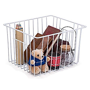 SANNO Refrigerator Freezer Baskets Wire Baskets Storage, Metal Wire Baskets Organizing Bins Storage Baskets with Handles for Kitchen Bedroom Cabinets Pantry Bathroom Laundry Room Closet Garage