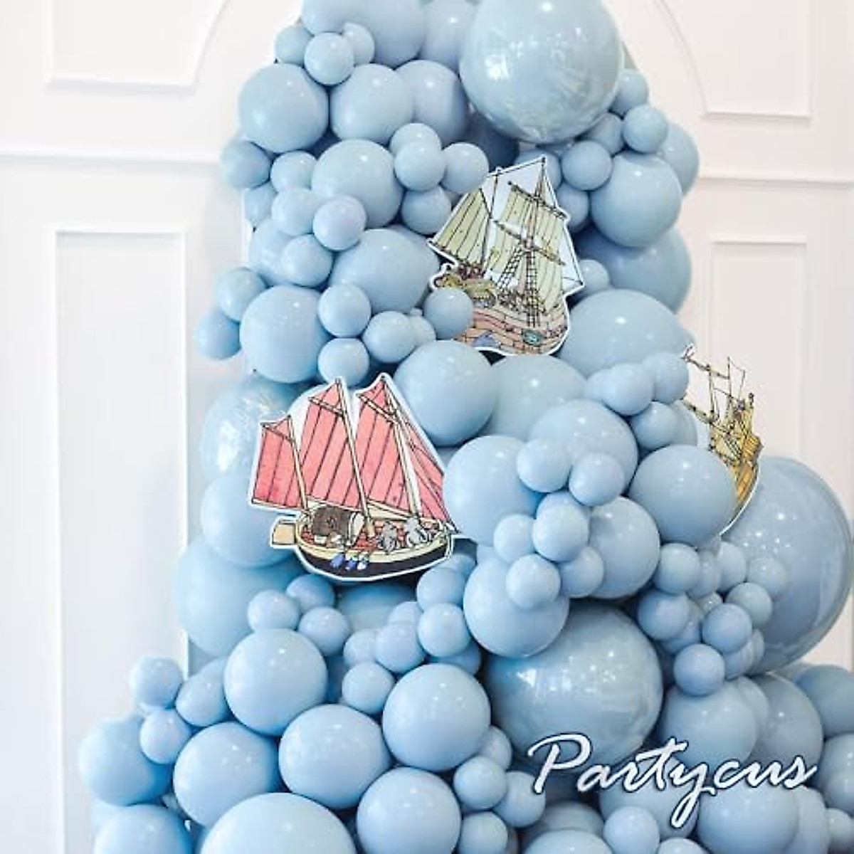 Pastel Baby Blue Balloons - Double Stuffed Light Blue Balloon Garland Arch Kit Different Sizes for Baby Shower Gender Reveal Birthday Party Decoration