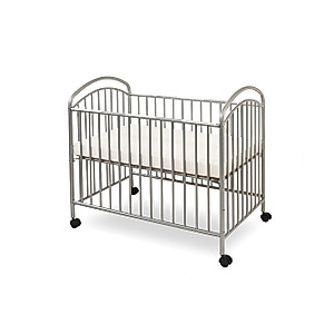 LA Baby Classic Arched Compact Size Metal Non-Folding Crib, White