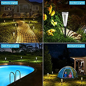 KINKAI Solar Yard Lights, 6-Pack Solar Pathway Lights Outdoor Waterproof, Bright Warm/White Switch, Solar Powered Landscape Lighting for Backyard Walkway Driveway Path Lawn