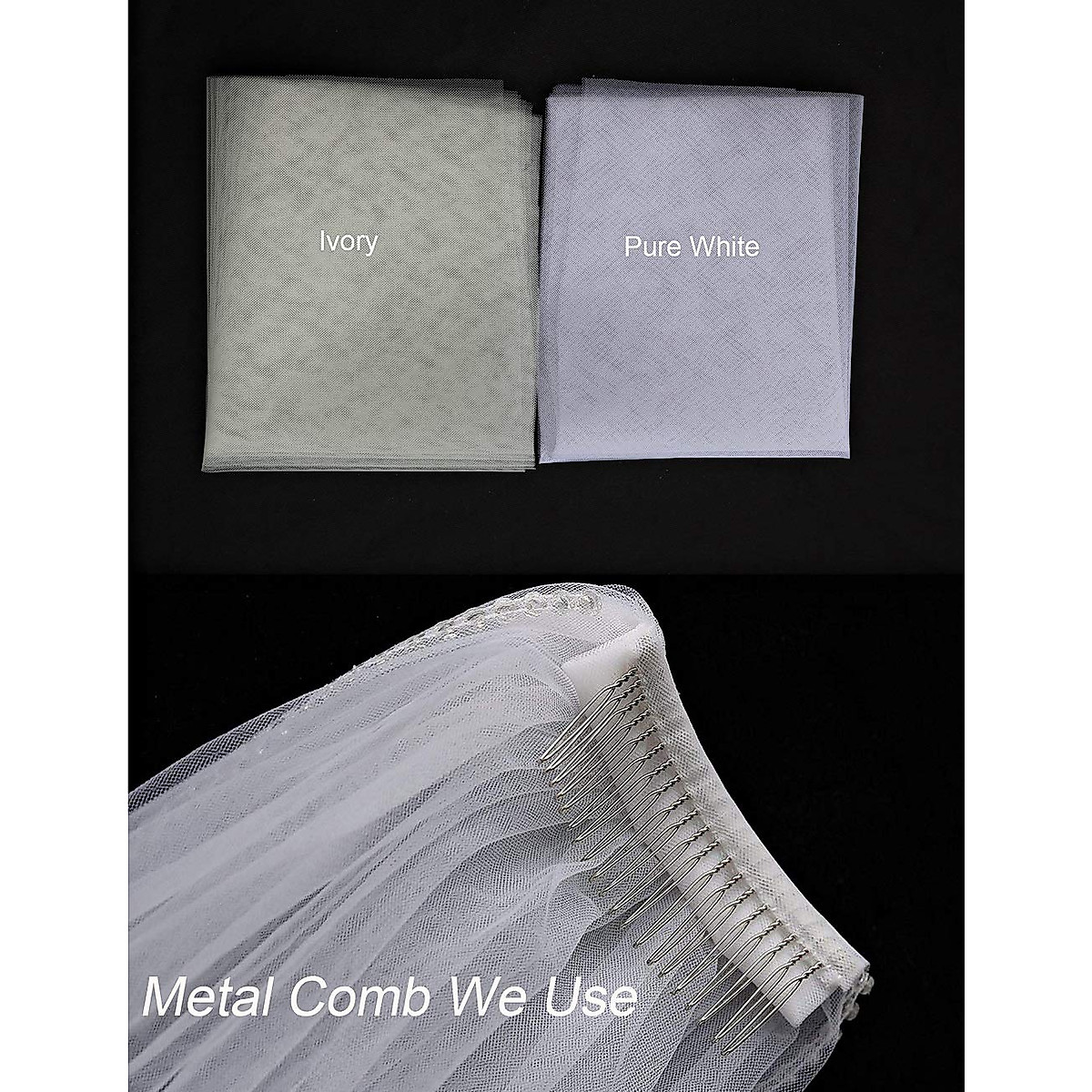 EllieHouse Women's 1 Tier Cathedral Flower Lace Ivory Wedding Bridal Veil With Metal Comb L95IV