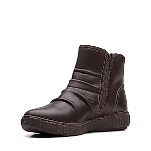 Clarks Women's Caroline Orchid Ankle Boot, Dark Brown, 9