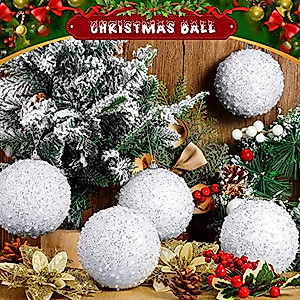BBTO 6 Pieces 4 Inch Foam Christmas Ball Ornament White ations Glitter Tree Ornaments Large Hanging Xmas for Wedding Home Tabletop