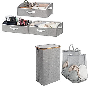 StorageWorks 3-Pack Foldable Trapezoid Storage Bins with Large Laundry Hamper