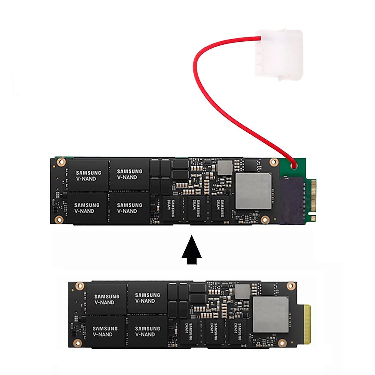 cablecc Ruler 1U GEN-Z EDSFF Short SSD E1.S to NVMe NGFF M-Key 4X Host Carrier Adapter with Power