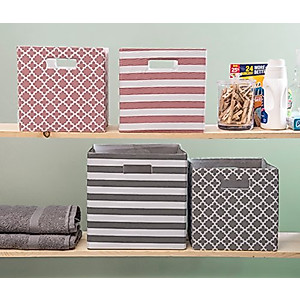DII Hard Sided Collapsible Fabric Storage Container for Nursery, Offices, & Home Organization, (13x13x13") - Lattice Gray