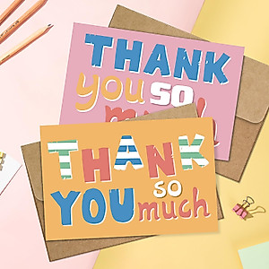 WEIZHEN Blank Cards,24-Pack Thank You Cards Set - Assorted in 6 Styles with Rustic Envelope- Perfect for Handwritten Messages,4x6 inch