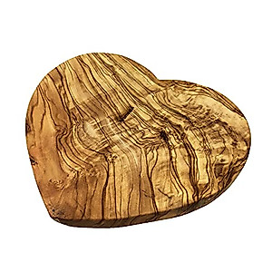 AramediA Handmade Olive Wood Heart Shaped Board -Handmade and Hand carved By Artisans - 8.5” Inches or 19.05 cm - Weight: 1.5 lb