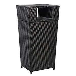 Safavieh Outdoor Collection Mazeli Black Wicker Trash Bin