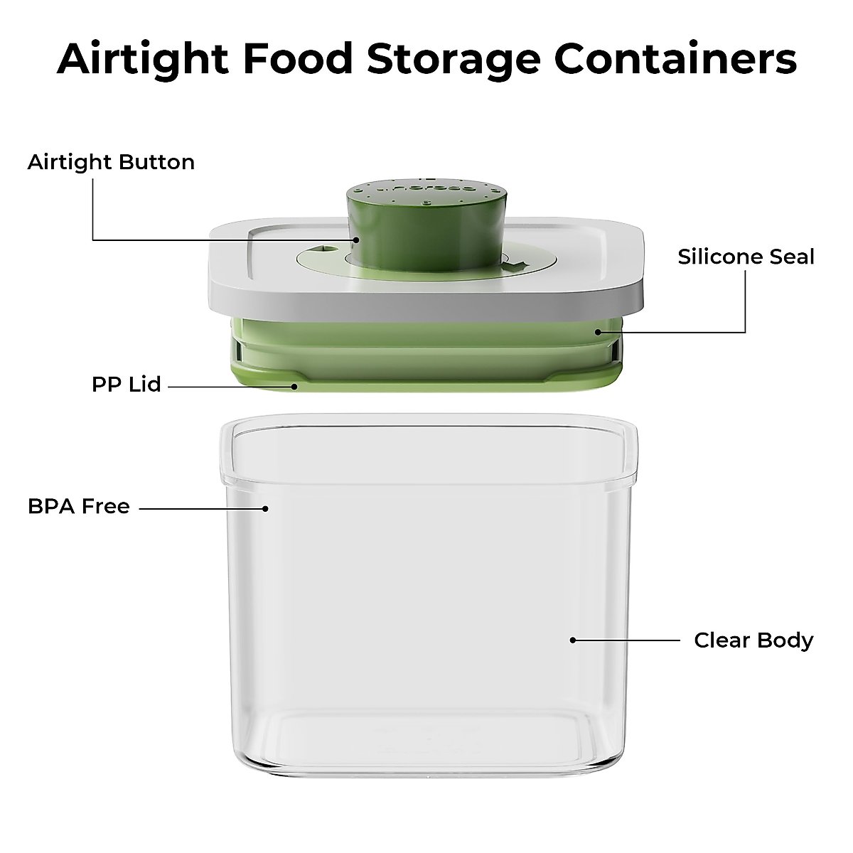linoroso Pop Airtight Food Storage Containers with Time Recording Lids, BPA-Free Stackable Plastic Storage Containers Set of 4, Dry Cereal Container Set for Pantry Countertop Fridge Organization