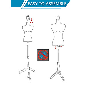 Mannequin, 49.6-63.4 Inch Adjustable Mannequins Body Female, Solid Wood Dress Mannequin with Stand, Sewing Mannequin Female, Adjustable Dress Form for Clothing Jewelry Display, Manikin Body, White