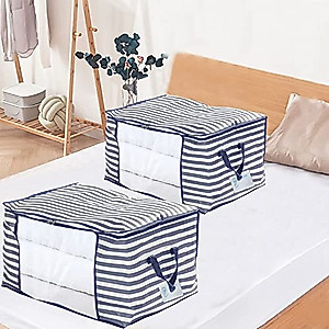 Fajyaz 105L Clothing Storage Bags, Blankets, And Quilts Storage Bags With Zippers(3 Pack)Foldable Organizer With Reinforced Handle，Clear Window