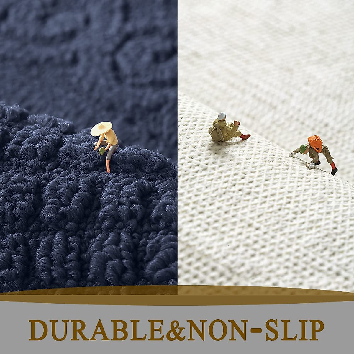 Half Circle Door Mat Indoor 18"X30",Half Round Non Slip Machine Washable Entryway Rug for Front/Back Outdoor, Absorbent Low Profile Inside Entrance Floor Mat for Muddy Wet Shoes and Paws-Navy…