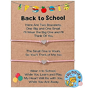 Back To School Gifts, First Day Of School Bracelet, Back To School Gifts For Kids 1/2/3/4 Grade, Mommy And Me Bracelets Gift, First Day Of Kindergarten, Kindergarten Bracelet Mommy And Me( Pink Heart)