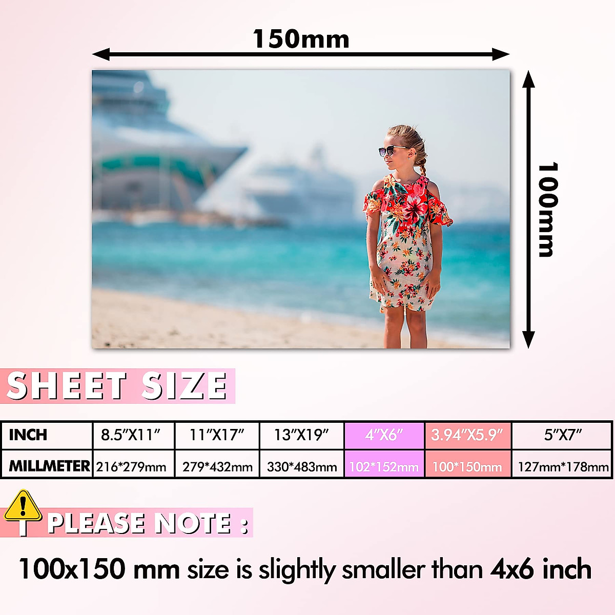 Koala Inkjet Glossy Photo Paper 50 Sheets 10X15cm 48LB Compatible with HP Envy Officejet Pro Photosmart Printers