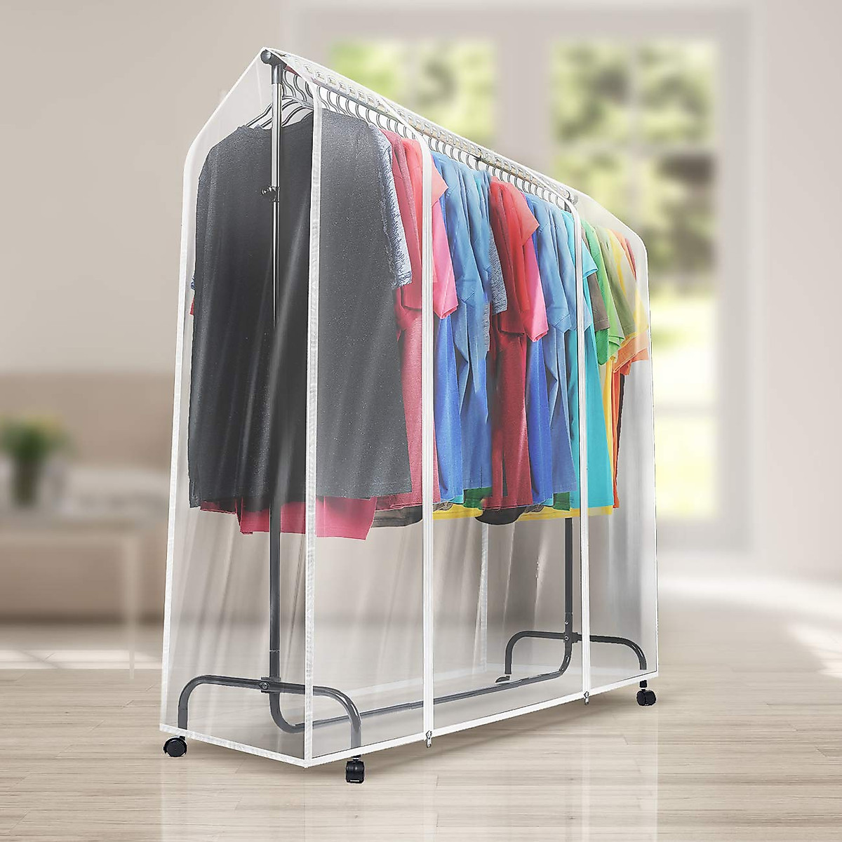 Sorbus Garment Rack Cover - 6 Ft Transparent Clothes Rail Cover, Garment Coat Hanger Protector Clothing Storage for Dresses, Suits, Coats, and more