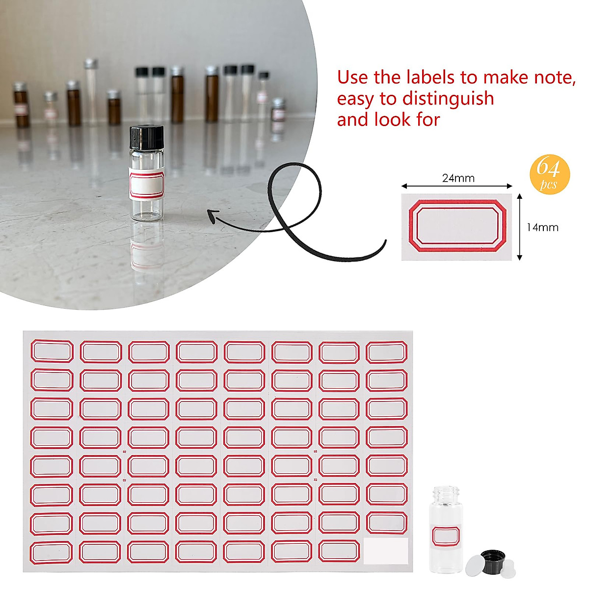 Cadbibe 4ml Clear Glass Vials with Screw Caps and Plastic Stoppers, 1 Dram Small Liquid Sample Vial, Leak-Proof Vial, 12PCS