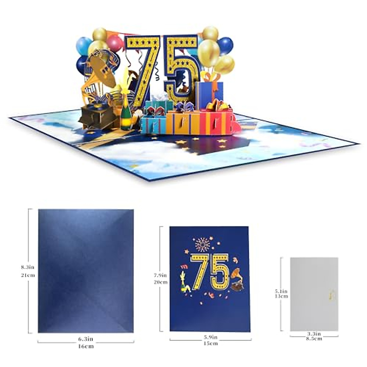 GREETING ART 75th Birthday Card for Dad Mom Grandma Grandpa,75th Birthday Party Decorations,75 Years Anniversary Card for Women and Men,75 Years Old Birthday Gifts