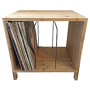 Turnable Stand with Record Storage - Stackable Bamboo Record Player Stand with Storage for 12" Vinyl Albums Turntable Cabinet Nightstand - Living Room Bedroom Sofa Couch Bed Side Night Stand