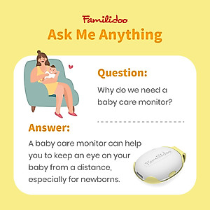 Familidoo Smart Baby Monitor Clip - Monitor Infant Abdominal Movement with Audio Alerts - Rollover Position Alarm - Sleep Record - Light and Easy to Clip on Diaper - Newborn Care Safety Essential