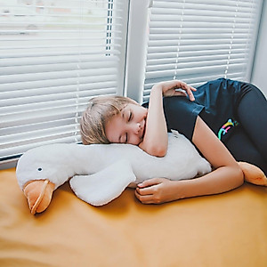 WEIGEDU 30" Large Goose Stuffed Animals Plush Toys Swan Duck for Kids Babies Bedtime Birthday Easter Gifts, Stuffed Goose Throw Plush Pillow Super Soft, White
