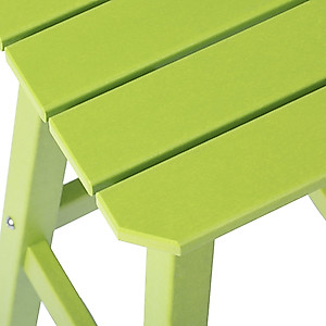 Costaelm 24" Height Outdoor Bar Stools, All-Weather Bar Stools, Adirondack Poly Patio Square Bar Stool for Patio, Deck, Kitchen Counter and Garden, Lime