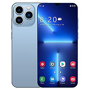 i13 Pro Max 5G Smartphone Android Unlocked, 6.7 LCD Screen Mobile Phone, 5000mAh Long Battery Dual Sim Cell Phone-(8+512GB, Blue)