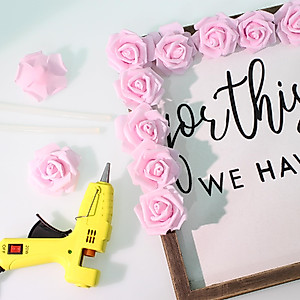 Vignor 100 Pcs 2 Inch Artificial Flowers Faux Foam Fake Rose Head Bulk for Home Decor Wedding Decoration Bridal Shower Wall Table Centerpiece Arrangement DIY Craft (Light Pink)